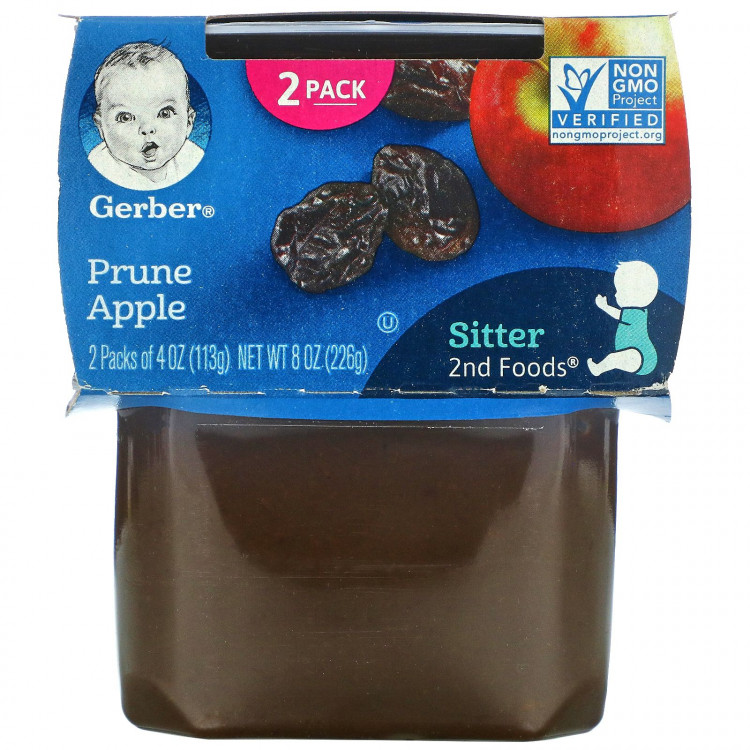 Gerber, Prune Apple, Sitter, 2 Pack, 4 oz (113 g) Each c доставкой с ...